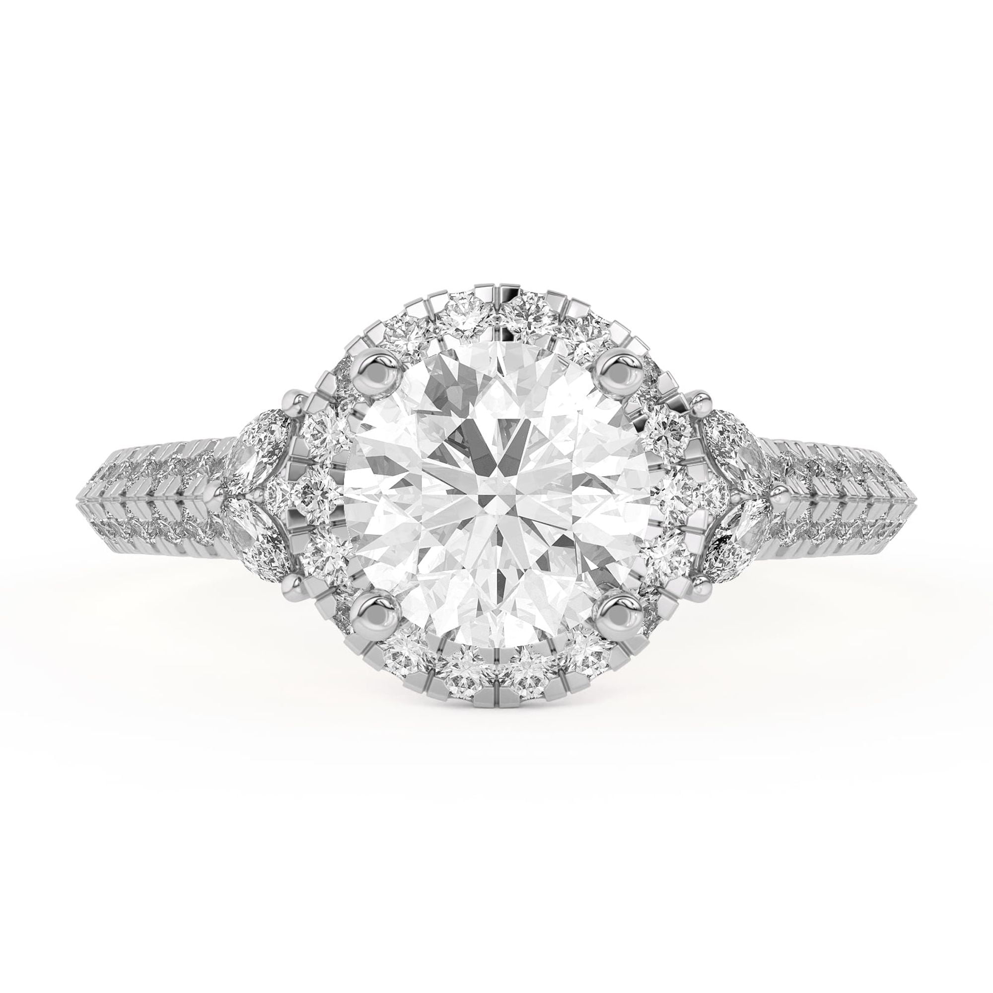 Circle Jewel Hidden Halo Round Cut Diamond Engagement Ring - 1.5 Ct Lab ...