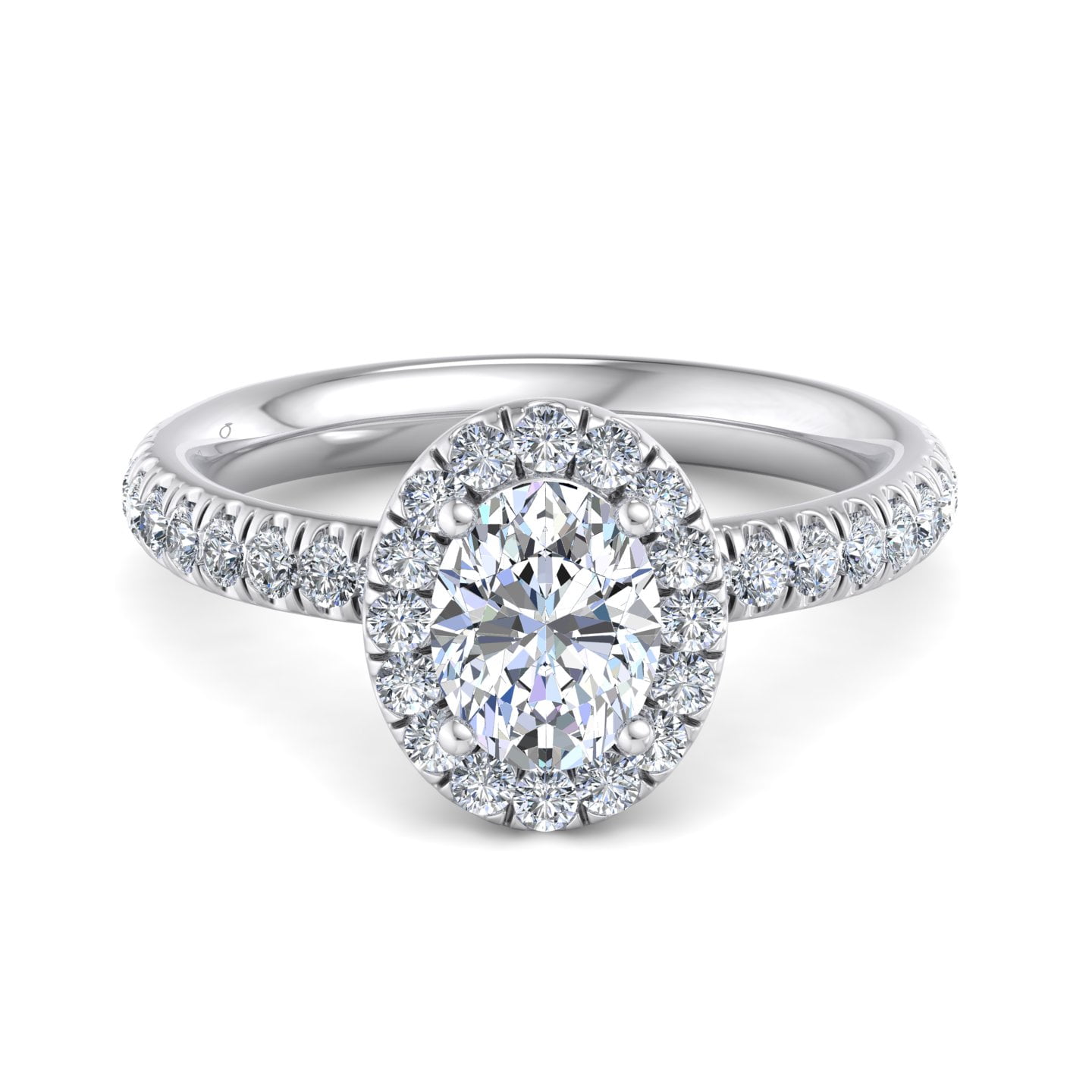 Circle Jewel Oval Cut 1.7 Ct Lab Created Diamond Ring - Halo Engagement ...
