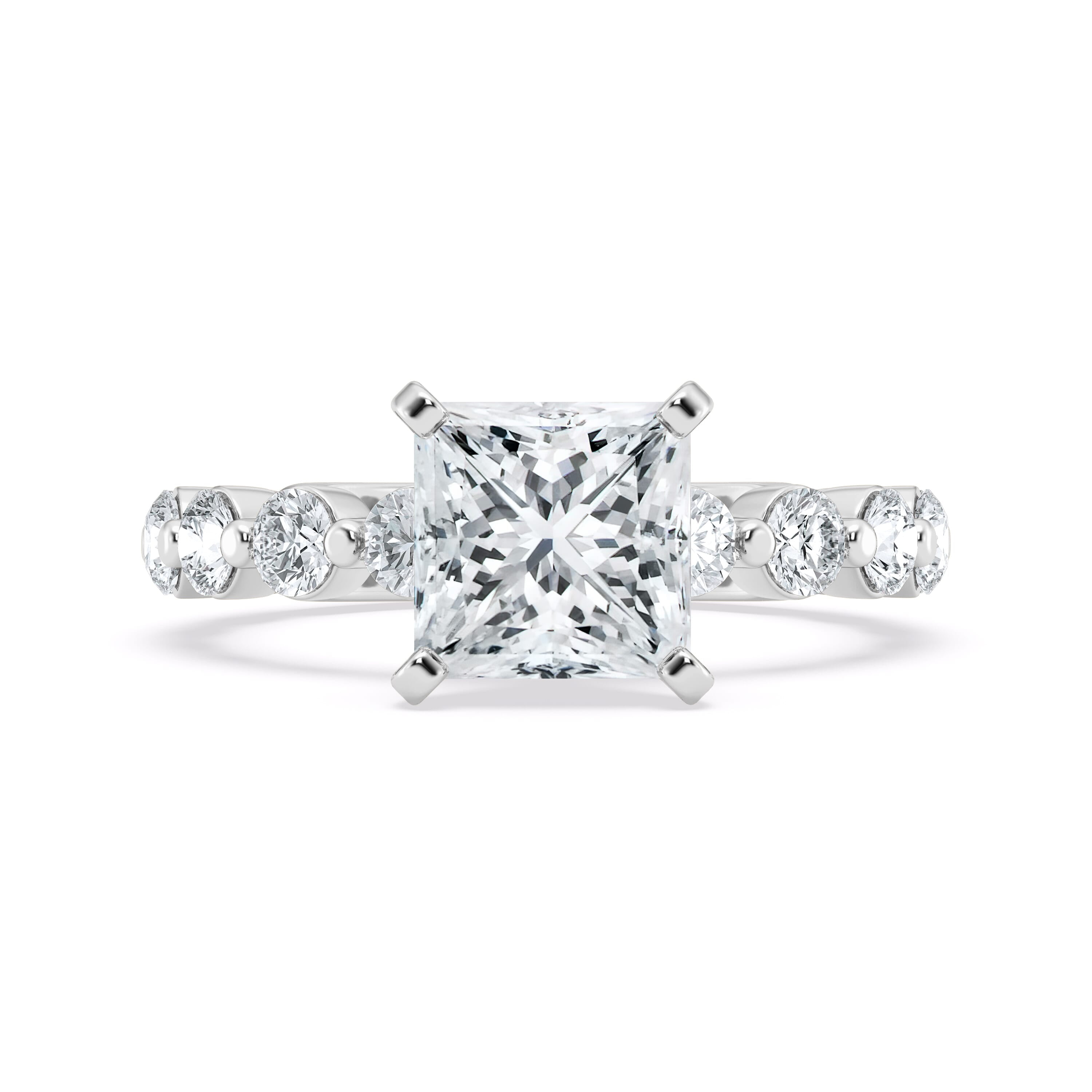 Circle Jewel Princess Cut Lab Created Diamond Ring - 1.5 Ct - 14K White ...