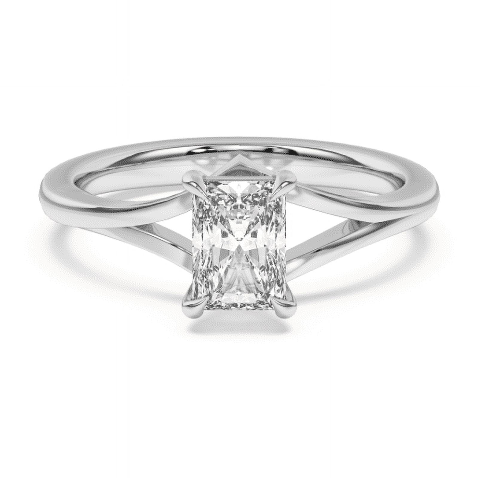 Circle Jewel Radiant Cut Moissanite Solitaire Engagement Ring - 14K ...