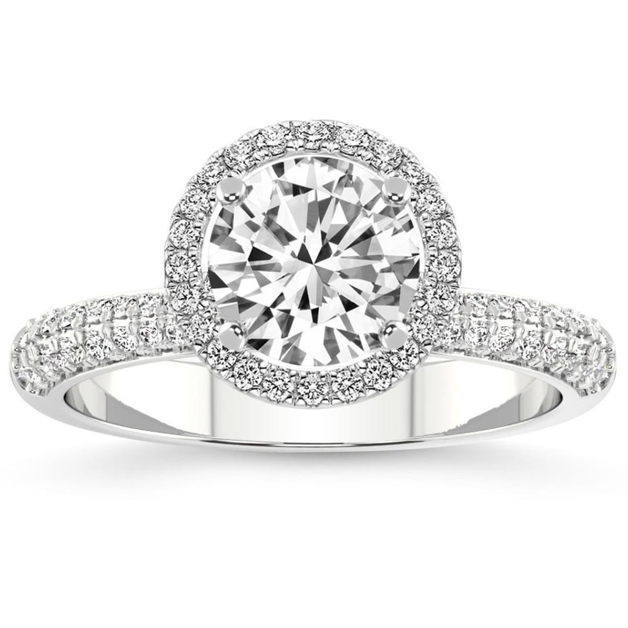 Circle Jewel Round Cut Excellent 2.1 Ct Diamond Ring For Her - 14K ...