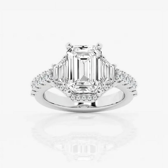 Dazzle Jewel Unique 2.1 Ct Emerald Cut Lab Created Diamond Ring - 14K ...