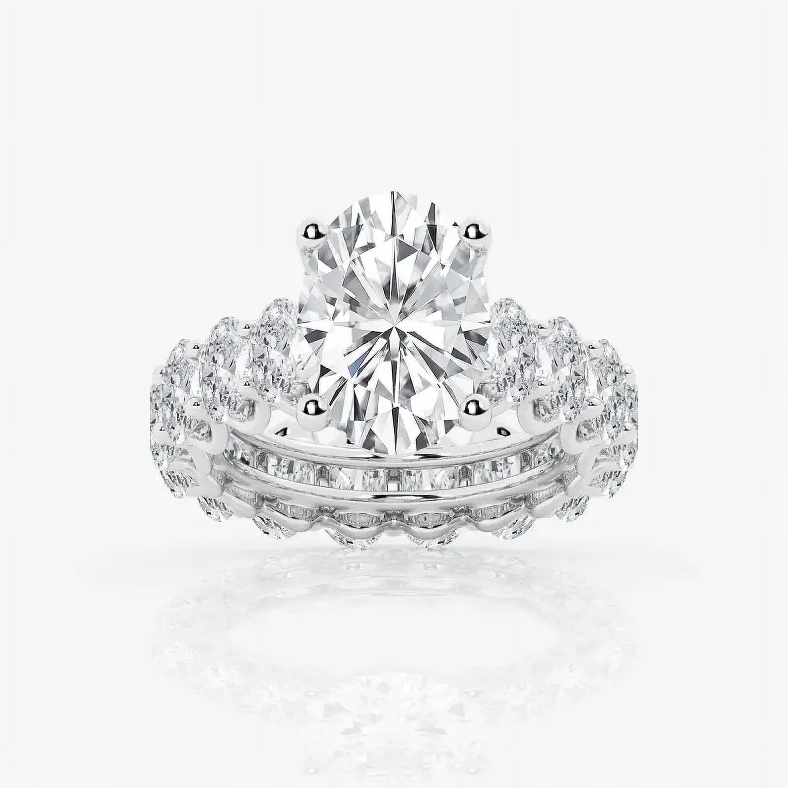 Circle Jewelry 1.7 Ct Oval Cut Moissanite Engagement Band - 14K White ...