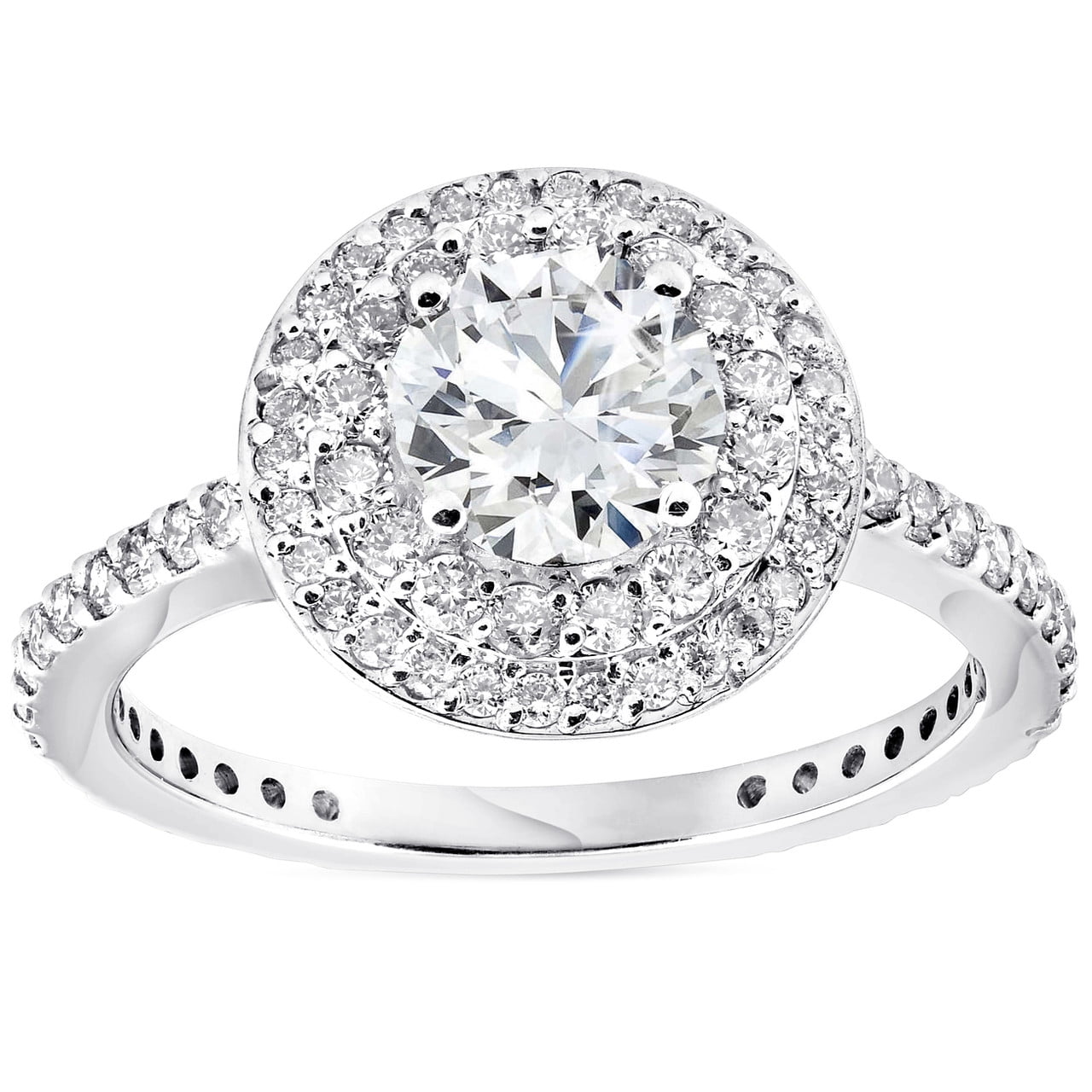 Circle Jewelry Excellent 1.5 Ct Round Cut Moissanite Rings - 14K White ...