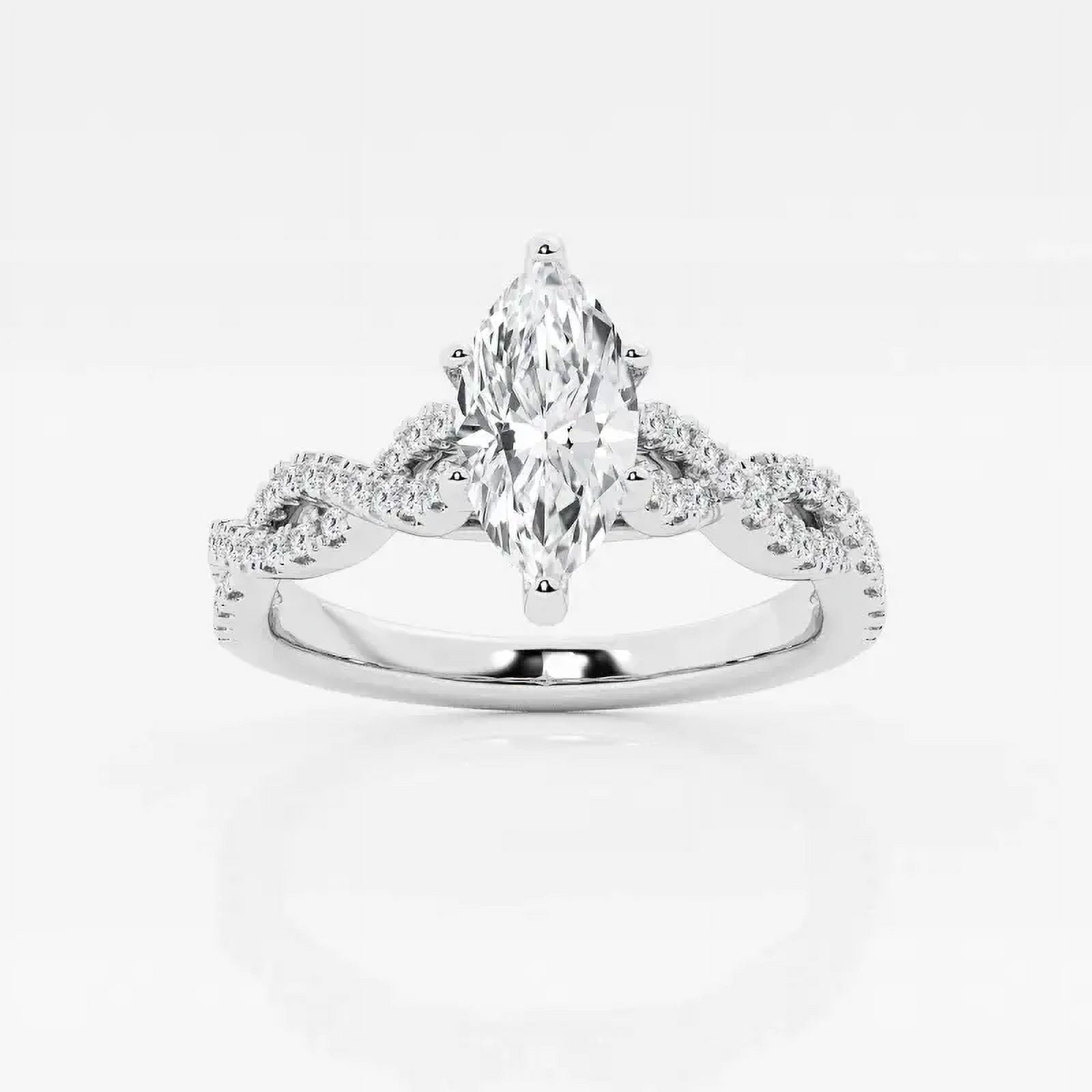 Circle Jewelry Marquise Cut 1.9 Ct Diamond Rings - 14K White Gold ...