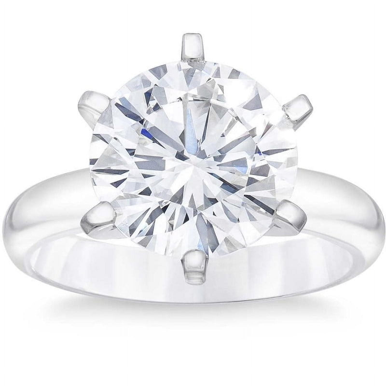 Circle Jewelry Prong Set 2.2 Ct Round Cut Moissanite Ring - 14K White ...