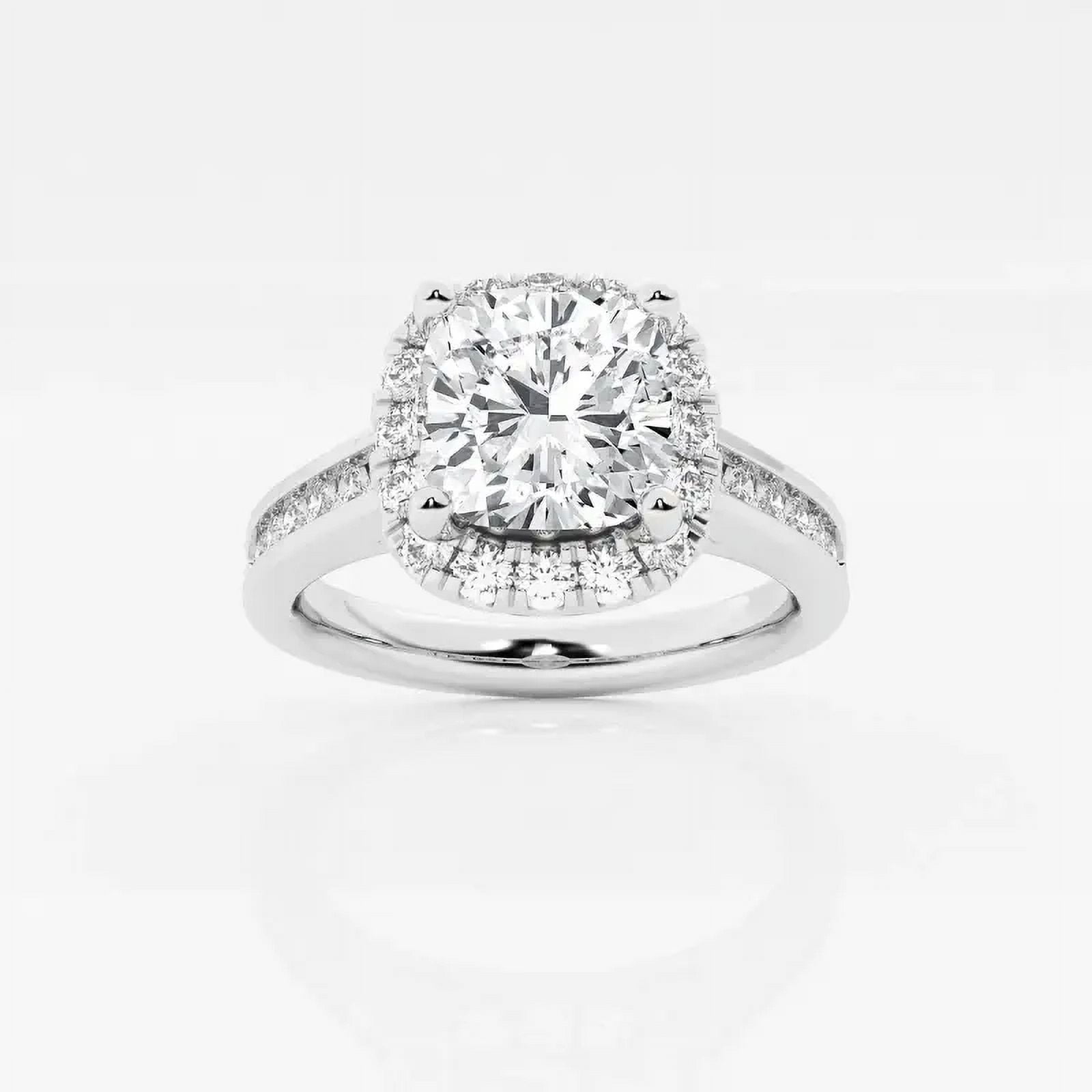 Circle Jewel 14K White Gold Plated 2 Ct White Cushion Cut Diamond Ring - Simple Solitaire ...