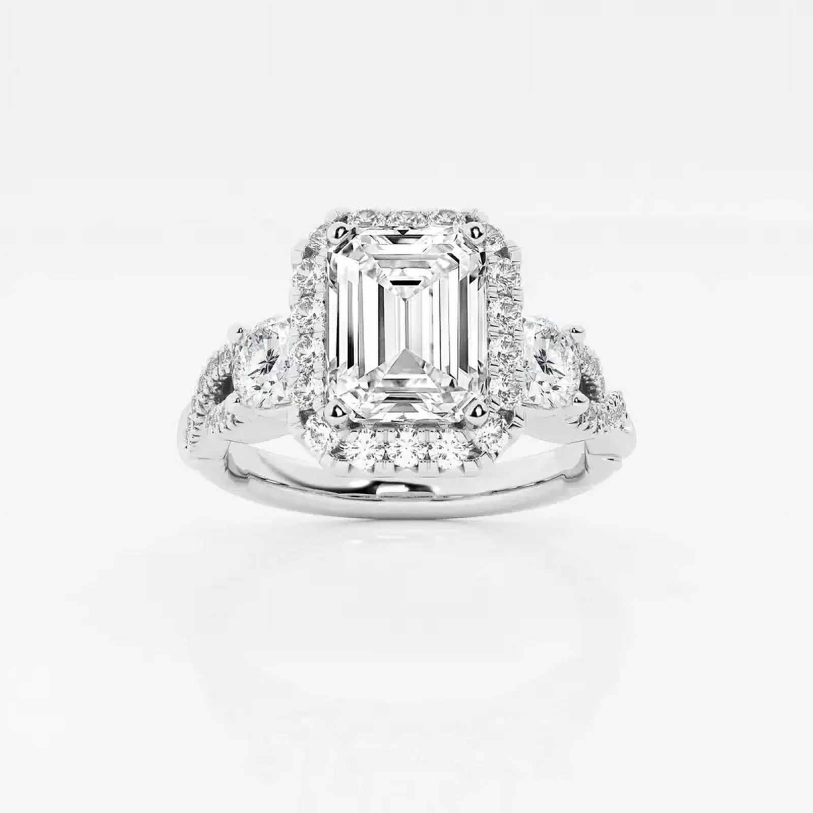 Circle Jewel 2 Ct VVS1/D Emerald Cut Lab Created Simulated Diamond Ring ...