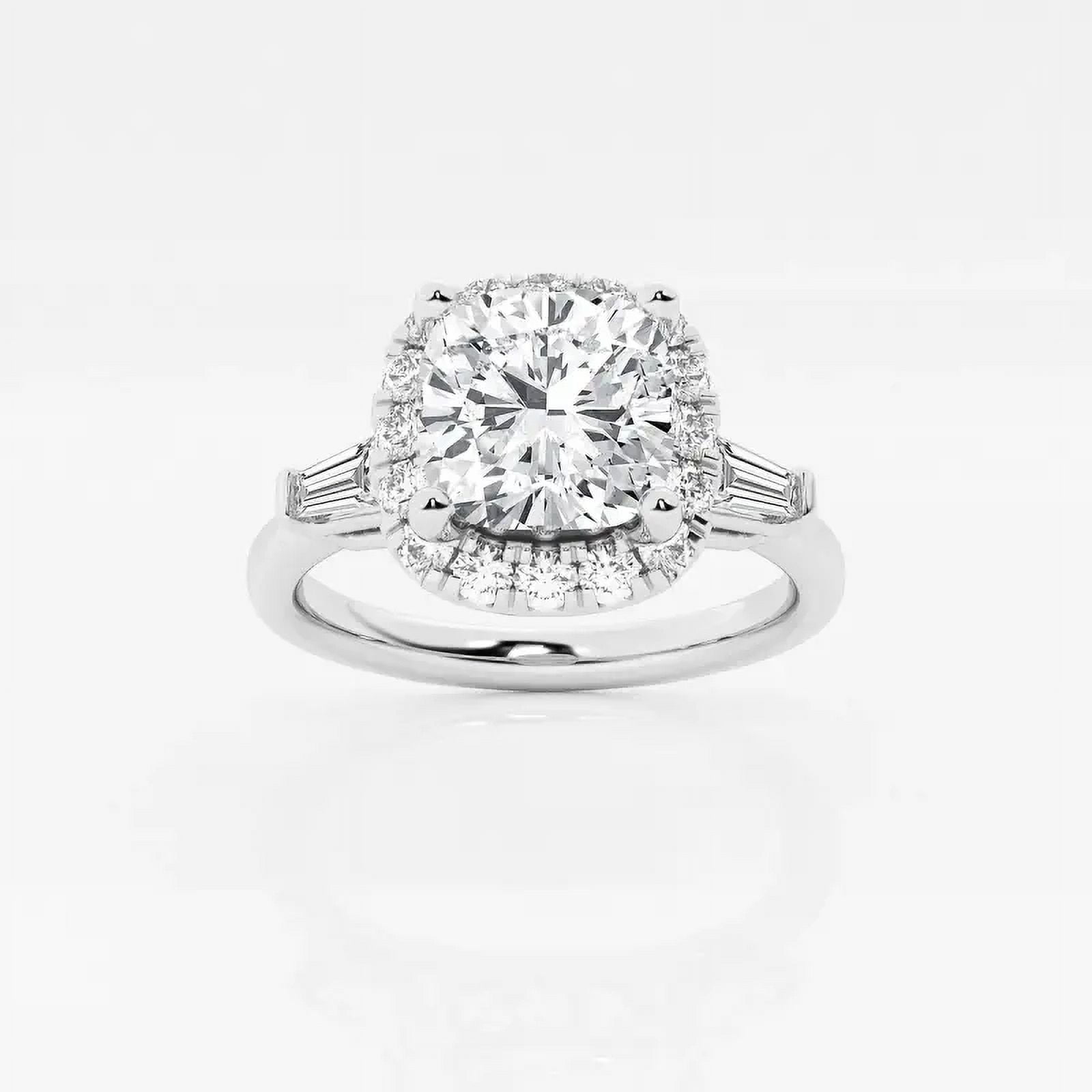 Circle Jewel Cushion Cut 2 Ct Excellent Diamond Ring - 14K White Gold ...