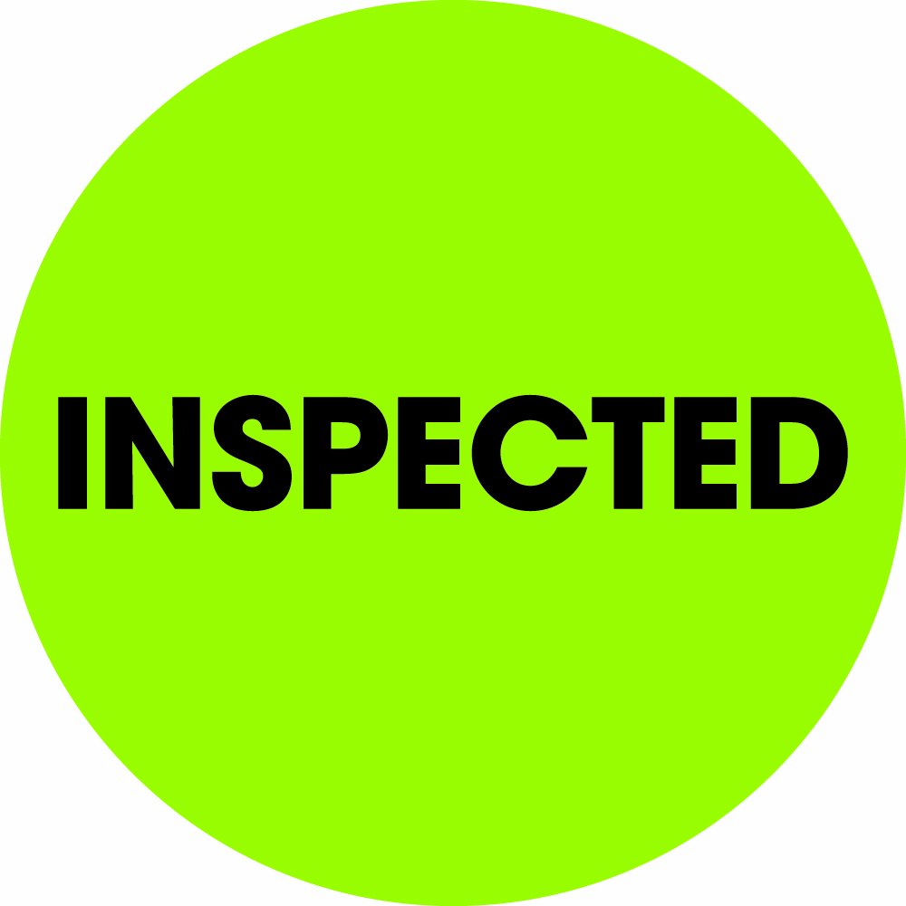 Circle Label, 'Inspected', Fluorescent Green, Roll of 500 Stickers, for ...