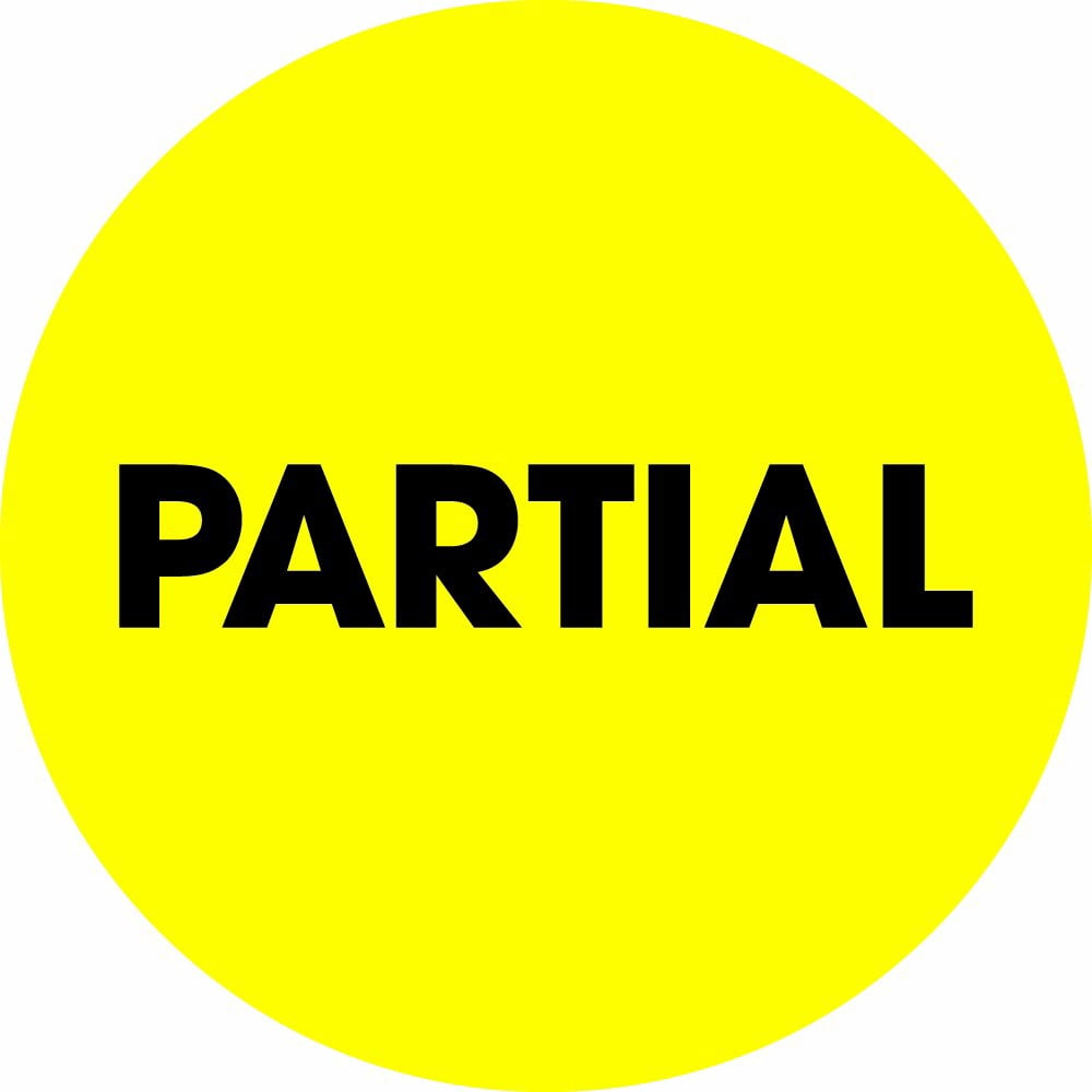 Circle Label, Partial', Fluorescent Yellow, Roll of 500 Stickers, for ...