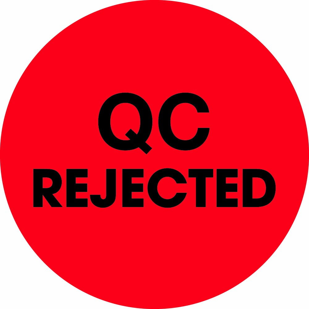 Circle Label, 'QC Rejected', Fluorescent Red, Roll of 500 Stickers, for ...
