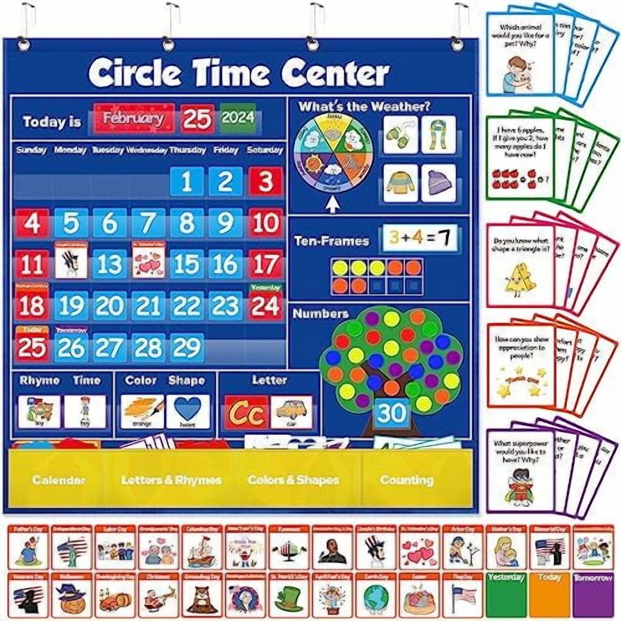 Circle Learning Time Center Pocket Chart Calendar Set, Educational ...