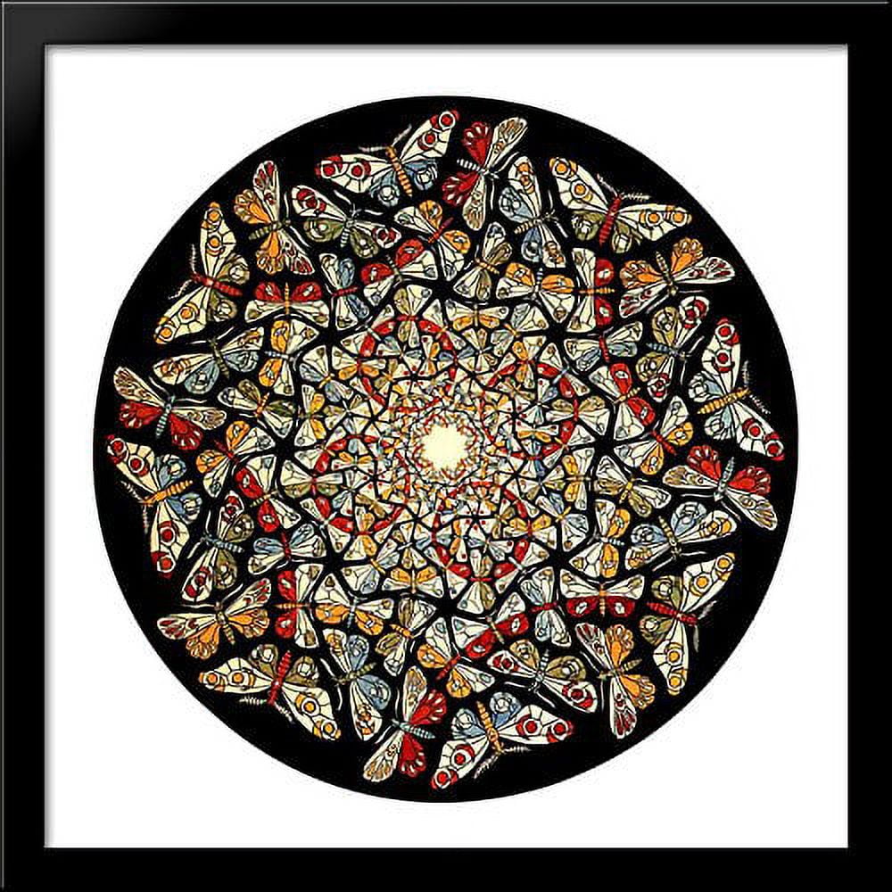 Circle Limit with Butterflies 28x28 Large Black Wood Framed Print Art ...