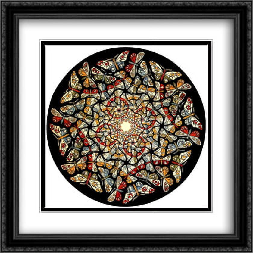 Circle Limit with Butterflies 2x Matted 28x28 Large Black Ornate Framed ...