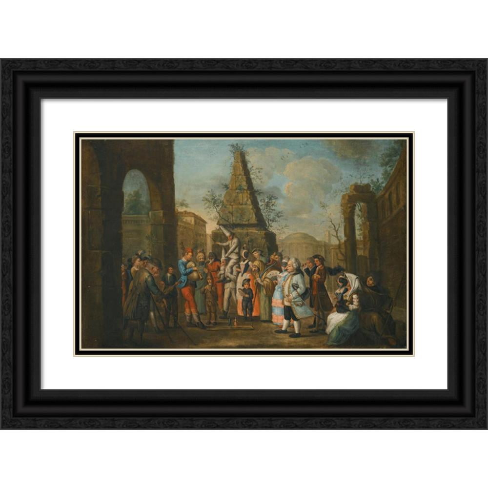 Circle of Marco Marcola 14x11 Black Ornate Wood Framed Double Matted ...