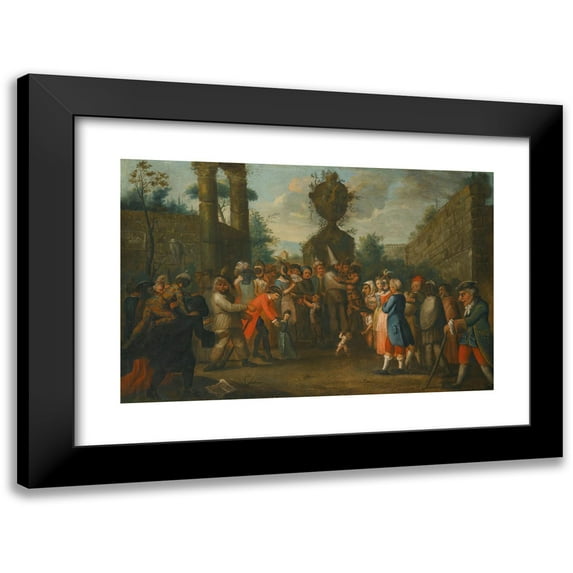 Circle of Marco Marcola 24x17 Black Modern Framed Museum Art Print Titled - A Street Scene with ...