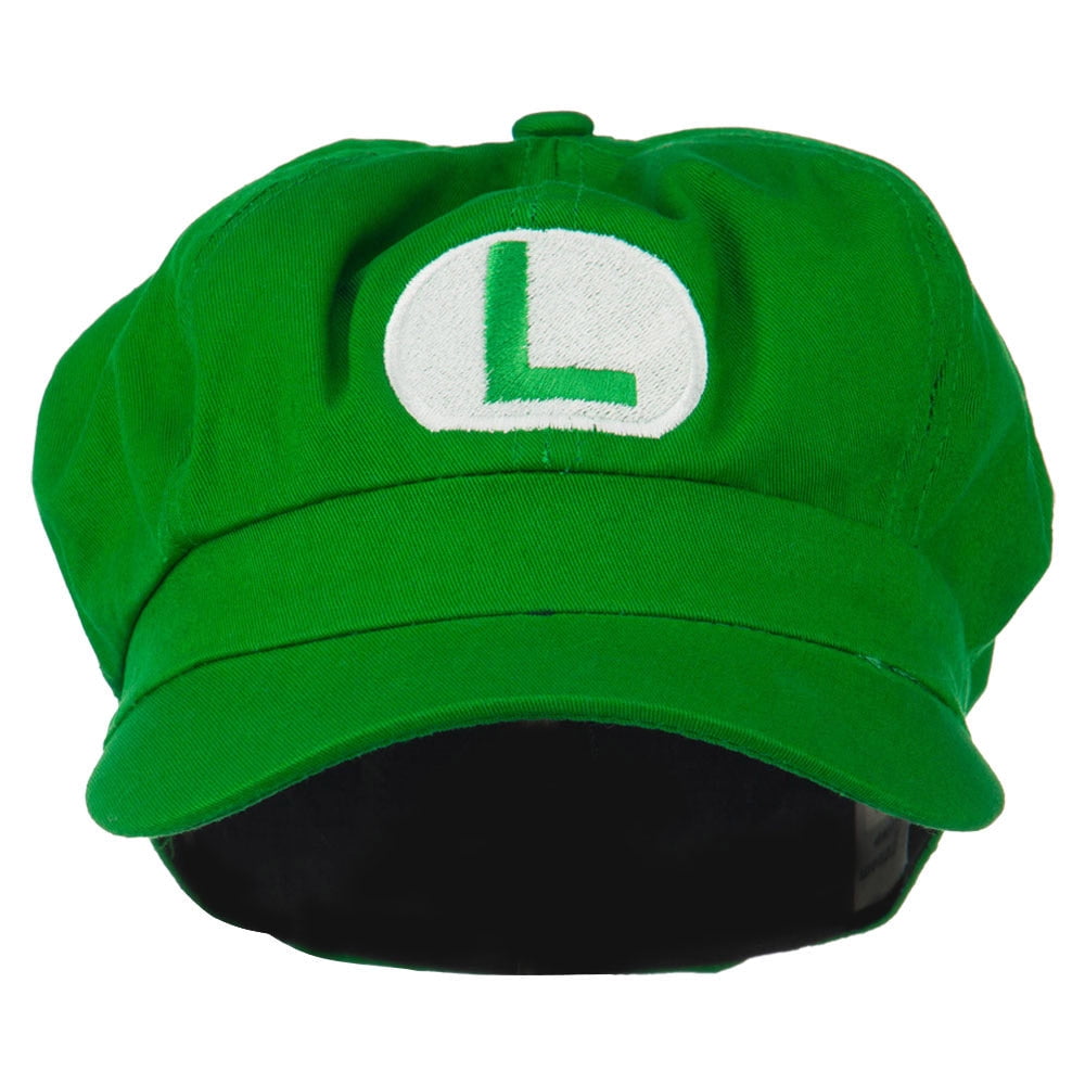 Circle Mario and Luigi Embroidered Cotton Newsboy Cap - Lime XS ...