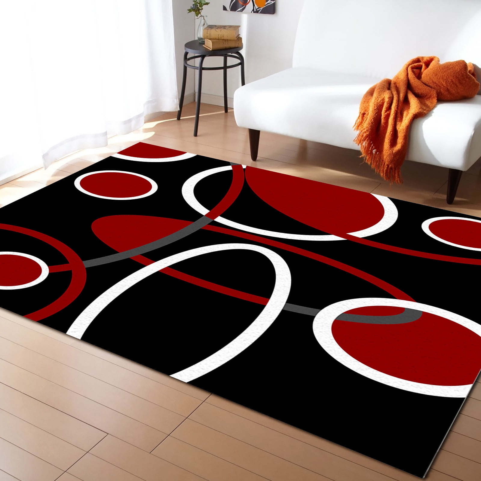 Circle Modern Art Red Carpet Area Rug Children's Room Living Room ...
