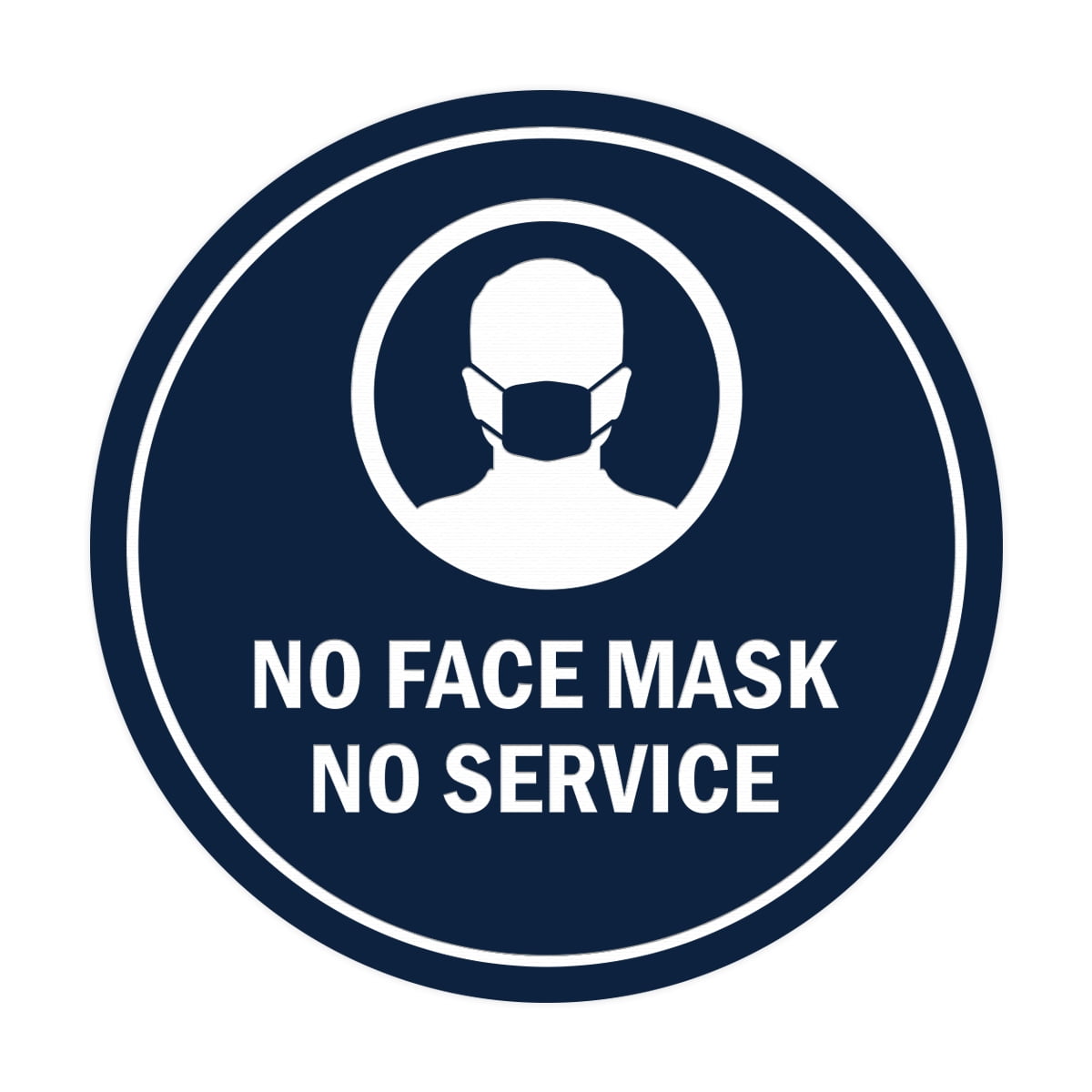 Circle No Face Mask No Service Sign (Navy Blue / White) - Large 8 ...