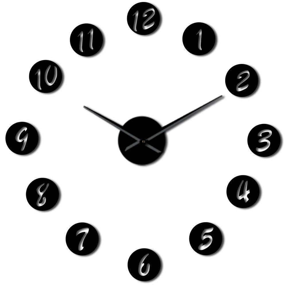 Circle Number Set Mirrors Surface Acrylic Simple 3D DIY Wall Clocks ...