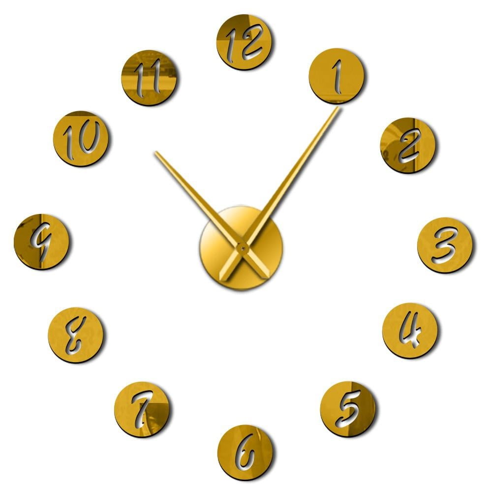 Circle Number Set Mirrors Surface Acrylic Simple 3D DIY Wall Clocks ...