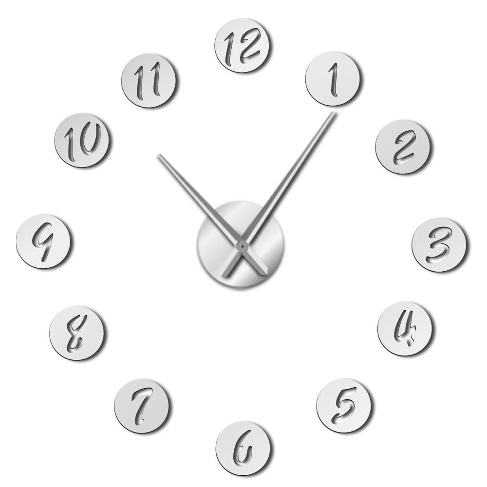 Circle Number Set Mirrors Surface Acrylic Simple 3D DIY Wall Clocks ...