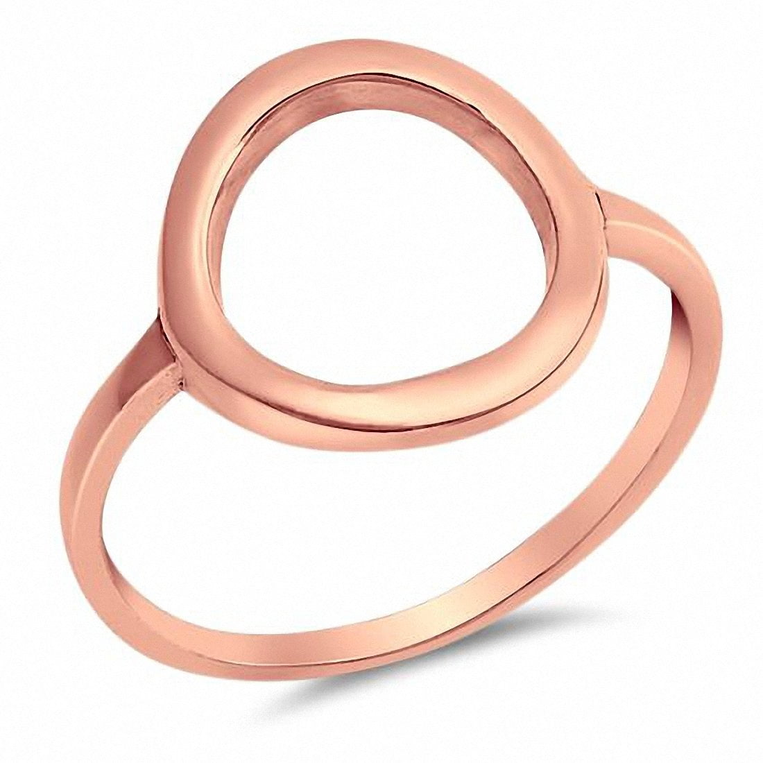 Circle O Simple Plain Open Ring Band Rose Tone 925 Sterling Silver Size ...