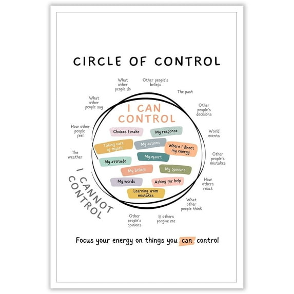 Circle Of Control Poster What I Can And Cannot Control Therapy Office ...