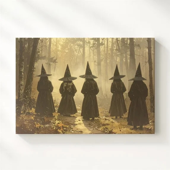 Circle Of Witc.Hes Poster Sepia Forest Ritual Scene With Mystical Unity ...