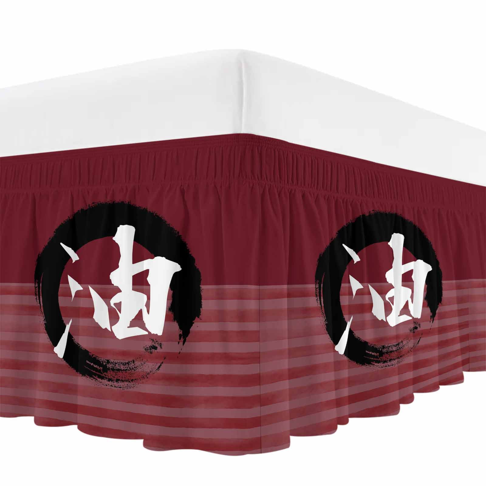Circle Oil Word Bed Skirt Bed Skirts King Size 16 Inch Drop, Japanese ...