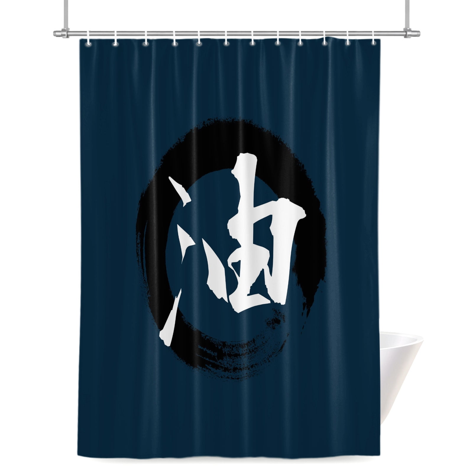 Circle Oil Word Shower Curtains for Bathroom, Japanese Circle Oil Word ...