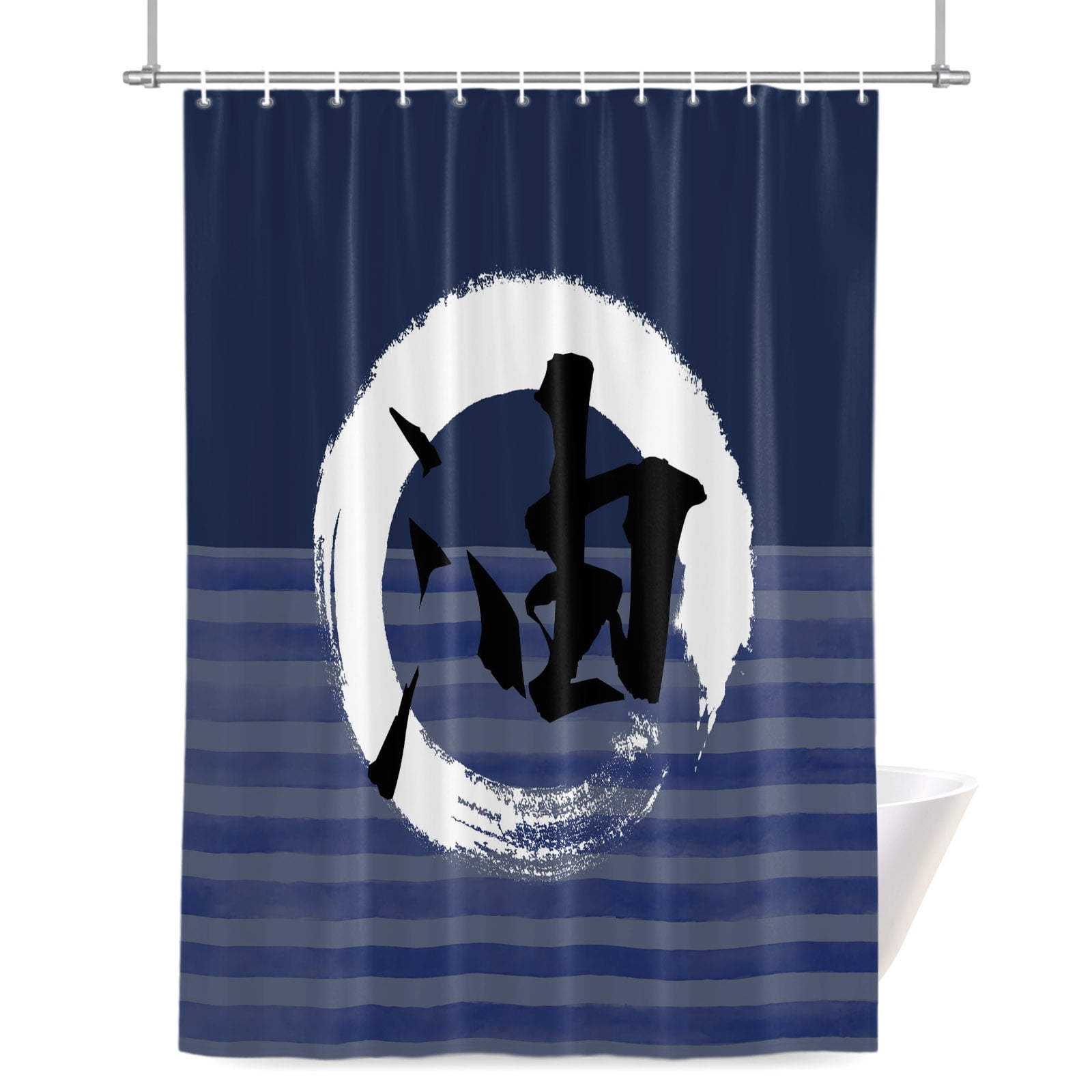 Circle Oil Word Shower Curtains for Bathroom, Japanese Circle Oil Word ...
