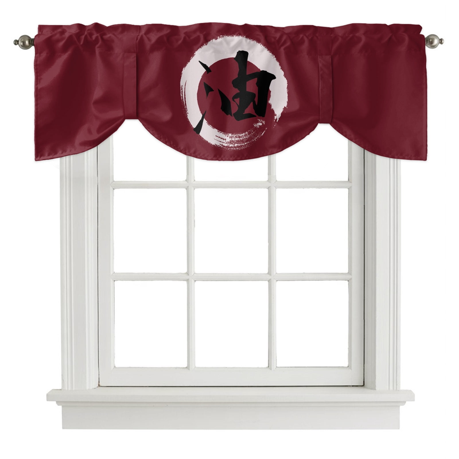 Circle Oil Word Tie Up Valance Curtains Japanese Circle Oil Word Red ...