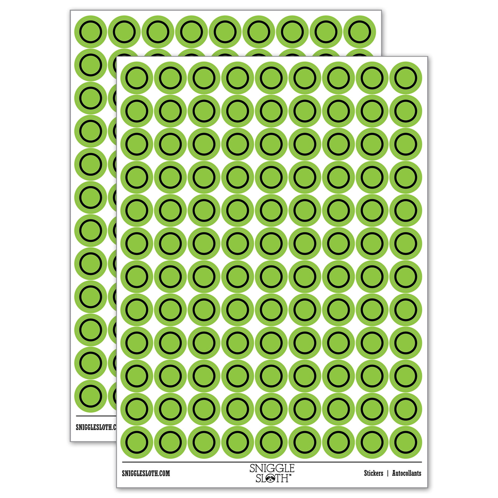 Circle Outline 200+ Round Stickers - Light Green - Gloss Finish - 0.50 ...