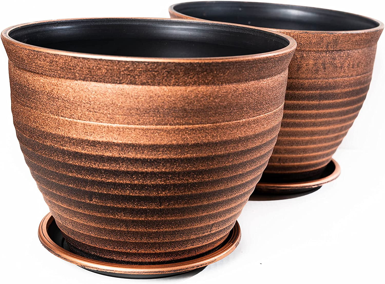Circle Pattern 2 Pack French Country Look (2 Pots + 2 Matching Saucers ...