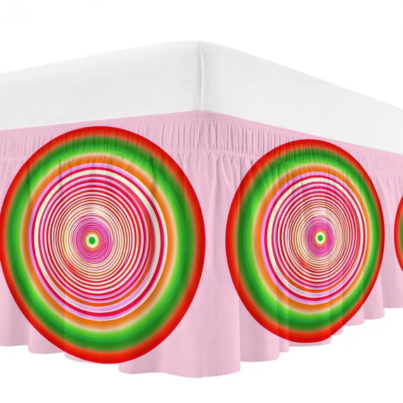 Circle Pattern Bed Skirt California King Size 18 Inch Drop, Vintage ...