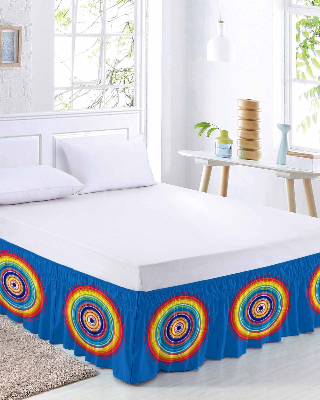 Circle Pattern Bed Skirt King Size 16 Inch Drop, Vintage Colorful ...