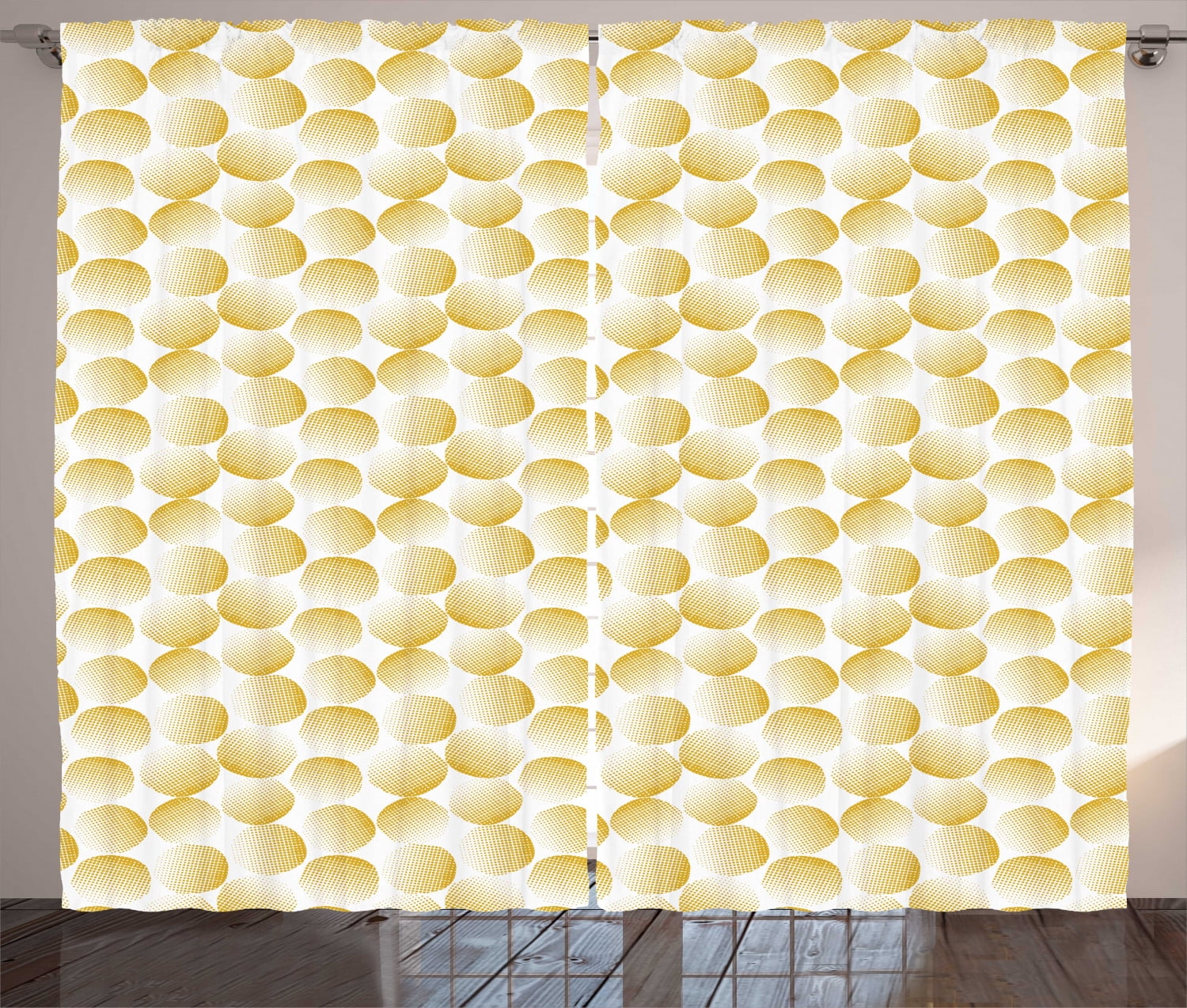 Ambesonne Circle Pattern Curtains 2 Panel Set, Round Forms in Dots, 108 ...