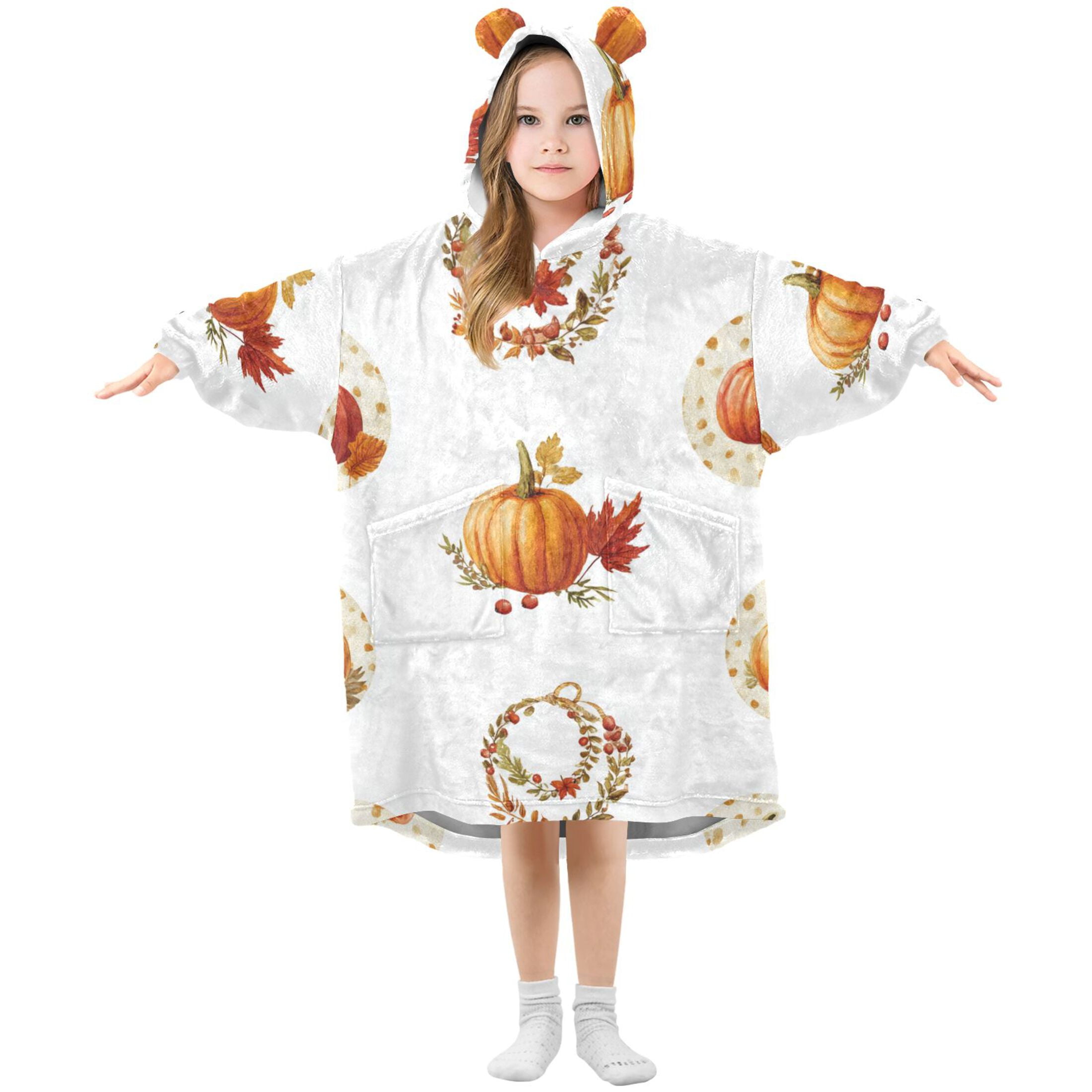 Circle Pattern with Dot Pumpkin Garland Thanksgiving Flannel Wearable ...