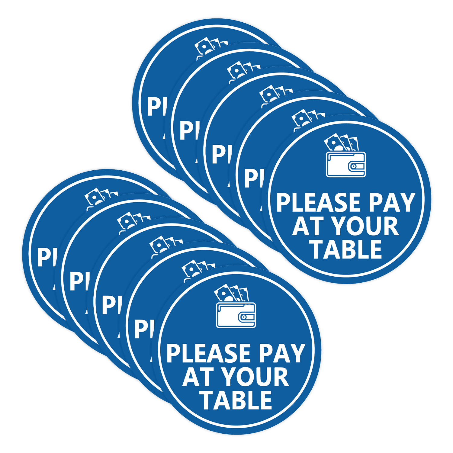 Circle Please Pay At Your Table Sign (Blue) - Small (10 Pack) - Walmart.com