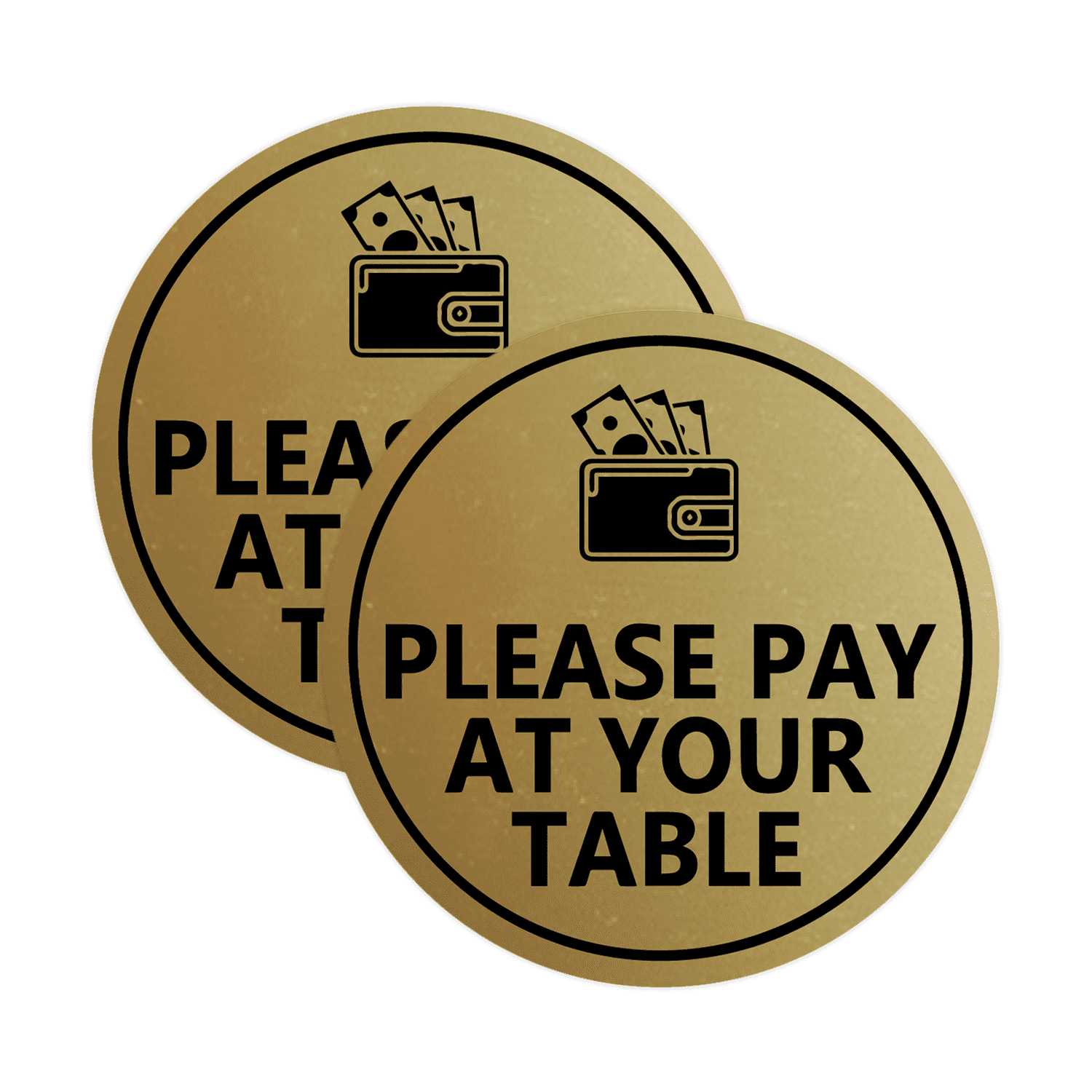 Circle Please Pay At Your Table Sign (Brushed Gold) - Medium (2 Pack ...