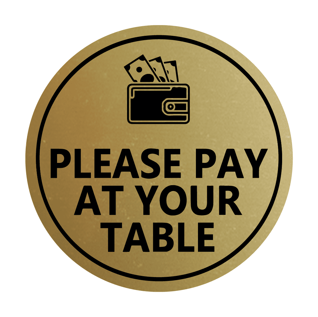 Circle Please Pay At Your Table Sign (Brushed Gold) - Small - Walmart.com