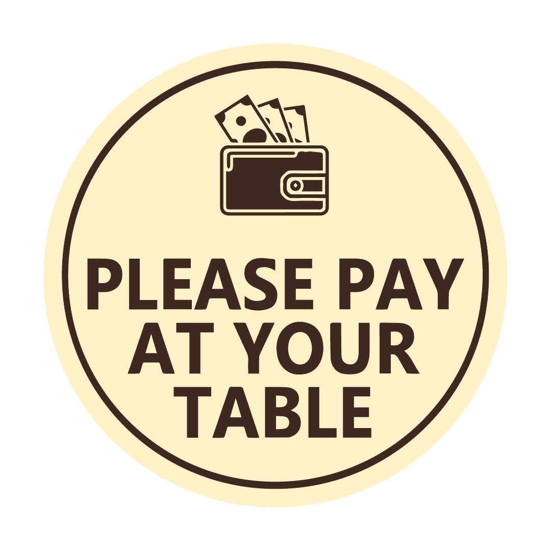 Circle Please Pay At Your Table Sign (Ivory/Dark Brown) - Large ...