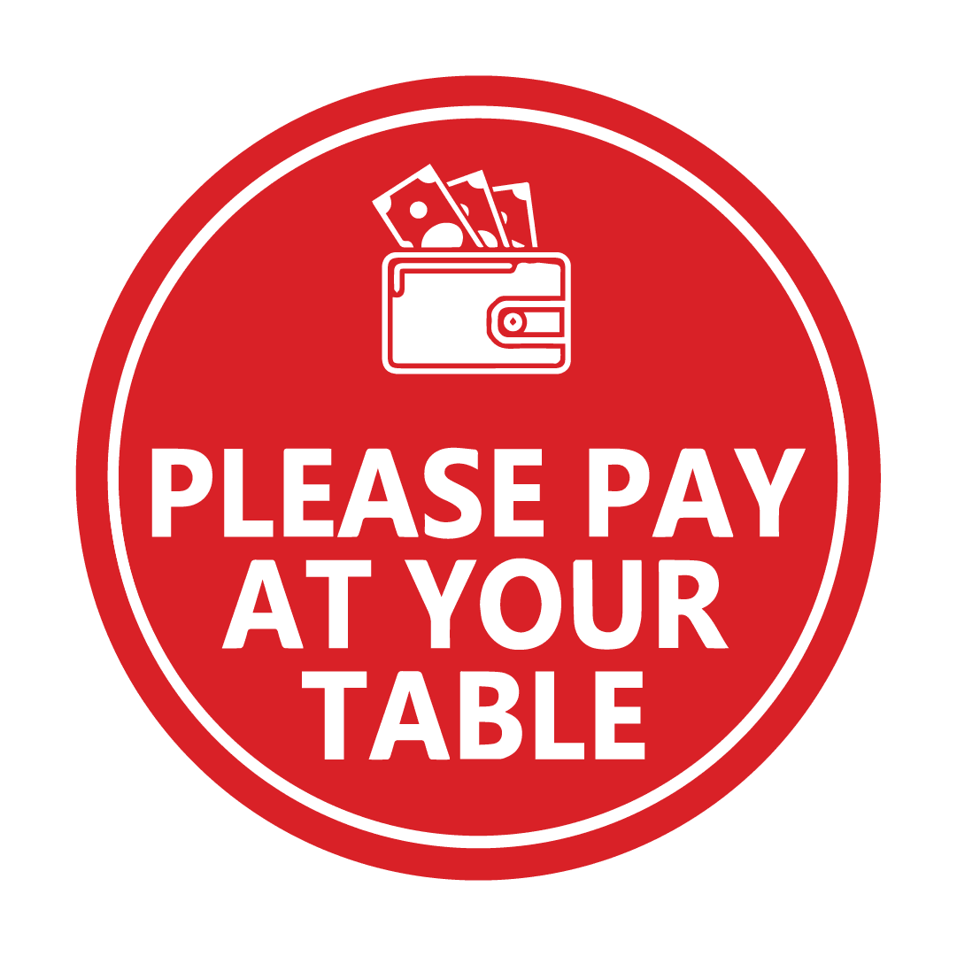 Circle Please Pay At Your Table Sign (Red) - Large - Walmart.com
