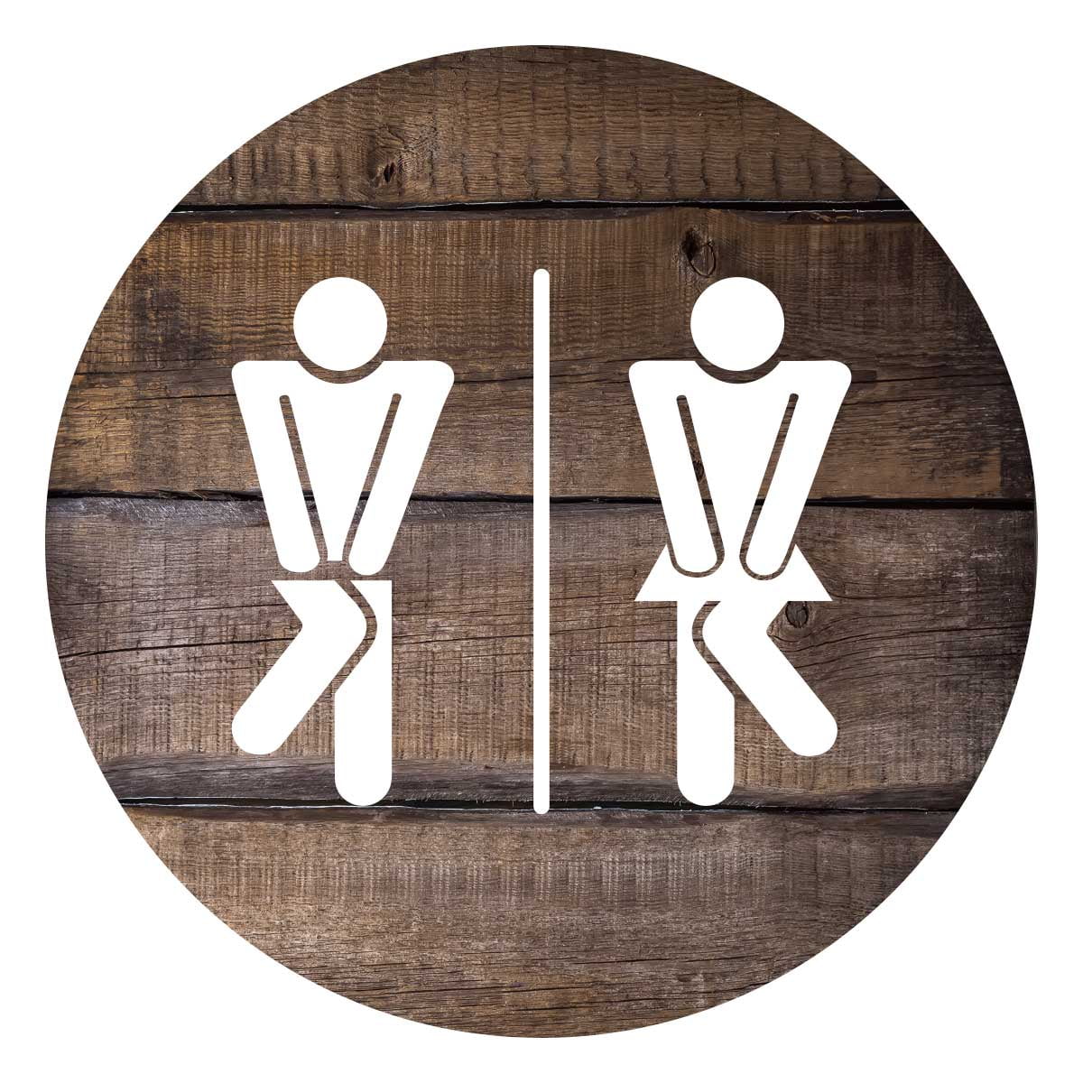 Circle Plus - Fun Restrooms Dark Wood Wall or Door Sign | Fun Restroom ...