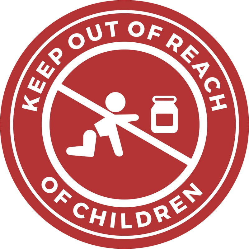 Circle Plus Keep Out Of Reach Of Children Wall or Door Sign Safety ...