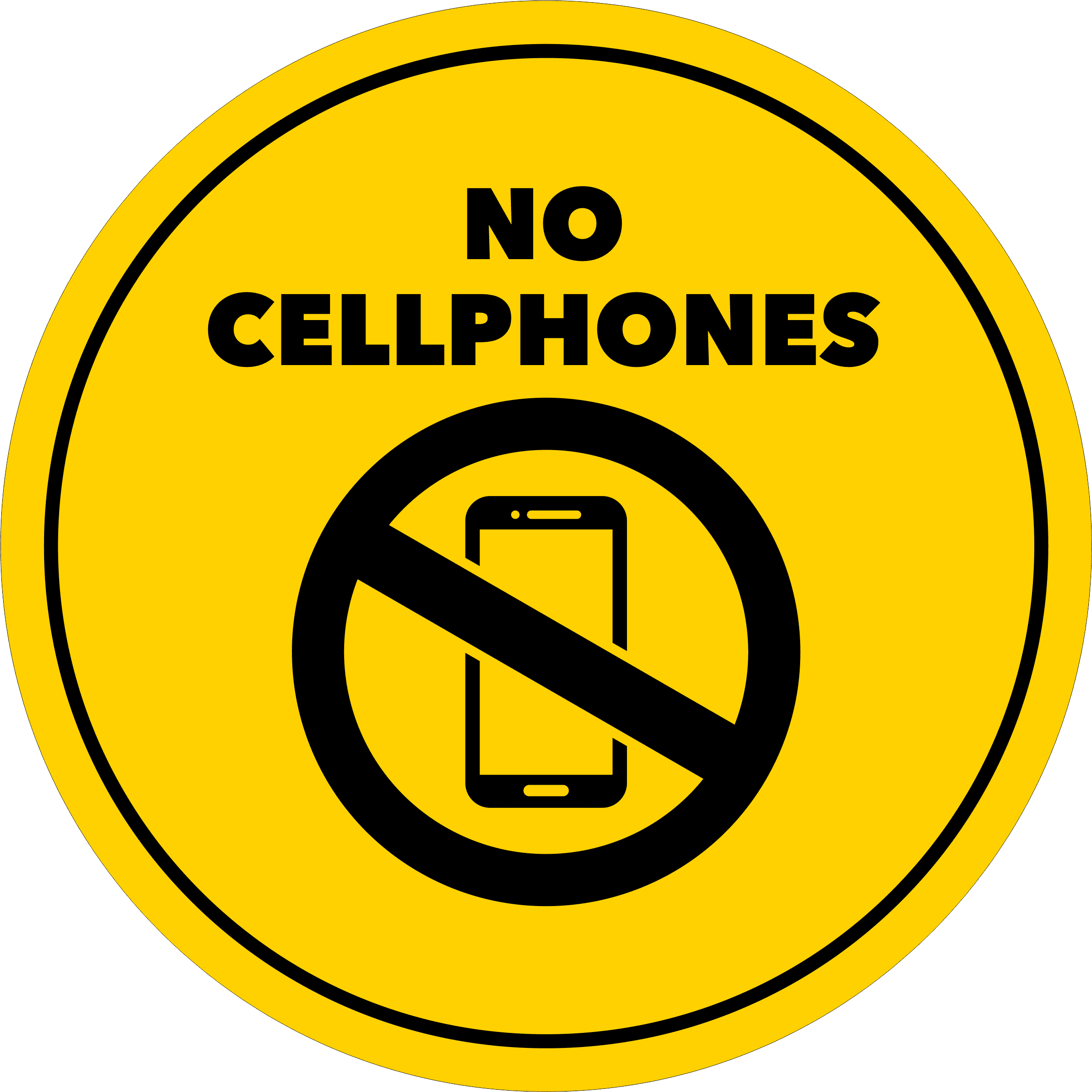Circle Plus No Cell Phones Wall or Door Sign | Easy Installation ...