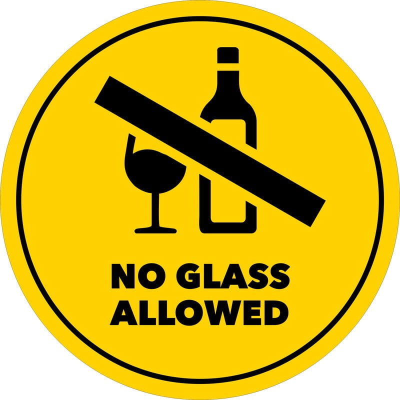 Circle Plus No Glass Allowed Wall or Door Sign Easy Installation Office ...