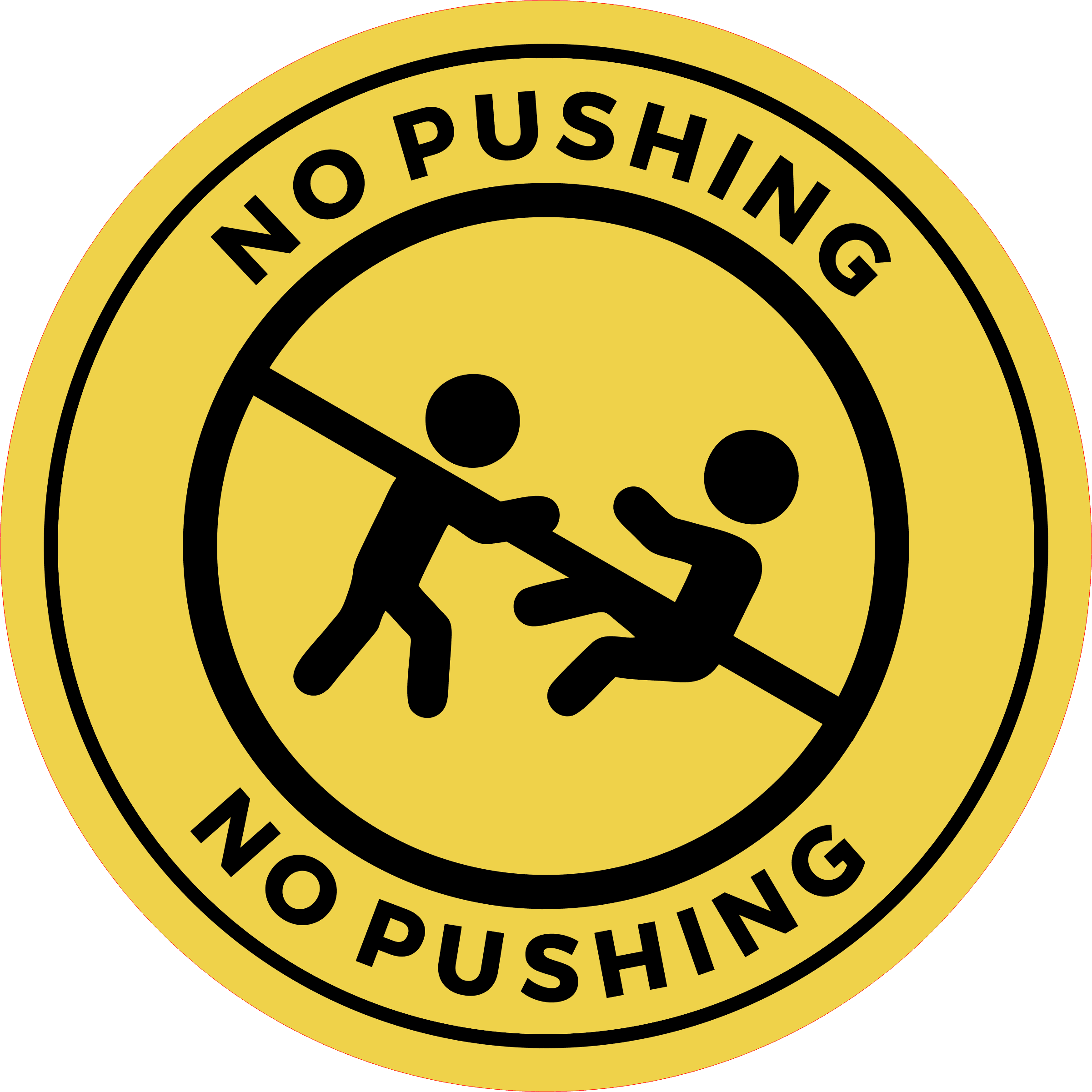 Circle Plus No Pushing Wall or Door Sign | Safety Signs For Babies and Toddlers Daycare -Small ...